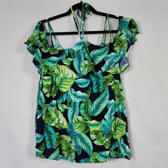Crescent | Tops | Crescent Off The Shoulder Ruffle Neck Halter Top Tie ...